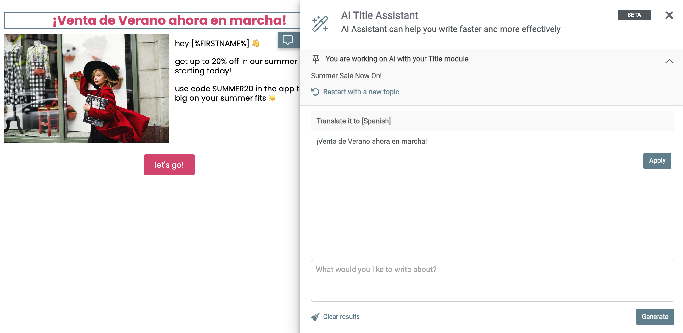 Build OptiMail Templates with the Gen AI Copy Assistant – Optimove