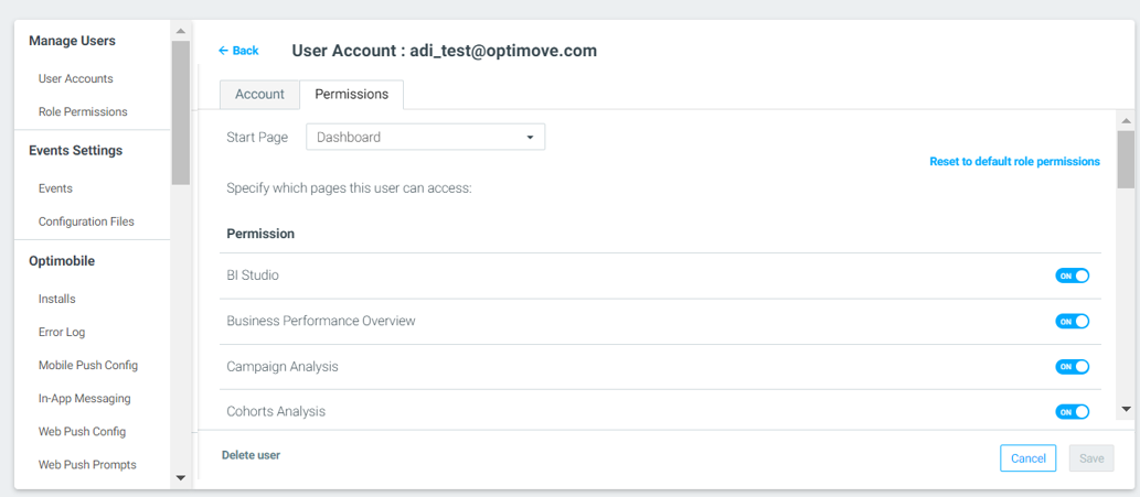 Manage User Accounts & Role Permissions – Optimove