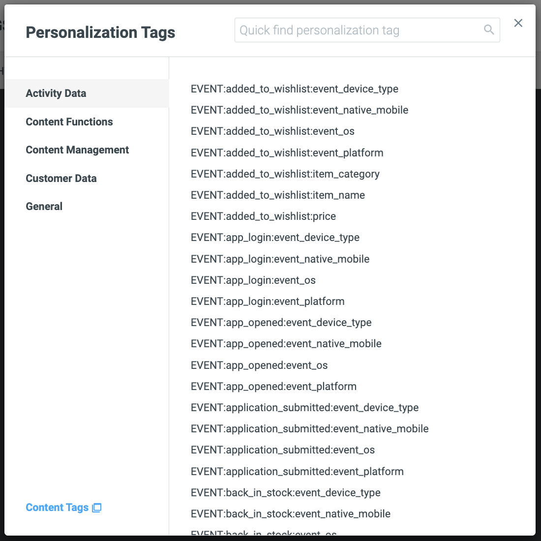 OptiMail Personalization Tags – Optimove