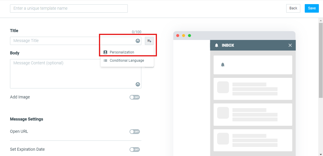 Web Inbox Notification Personalization Tags – Optimove