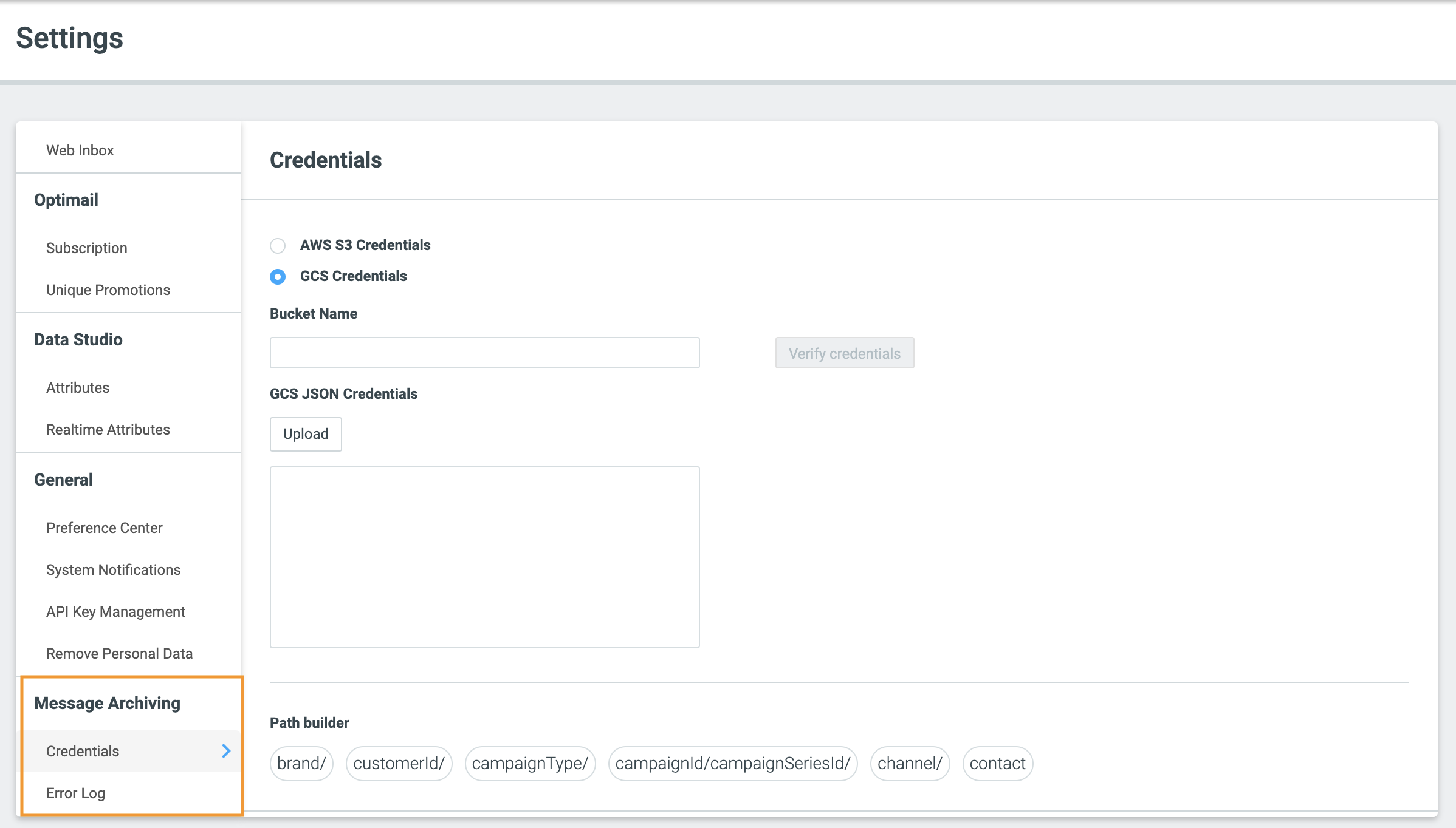 Message Archiving Service – Optimove